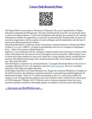 Career Path Research Paper | PDF