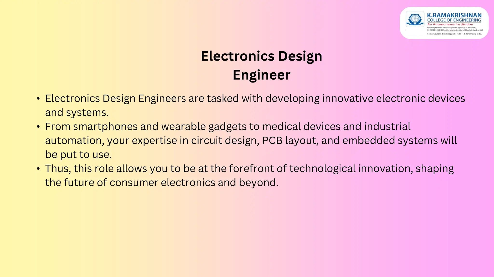 Exciting Career Paths after EEE Graduates - KRCE | PPT