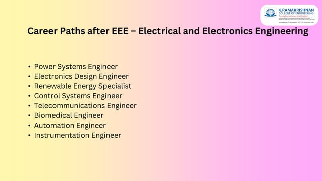 Exciting Career Paths after EEE Graduates - KRCE | PPT
