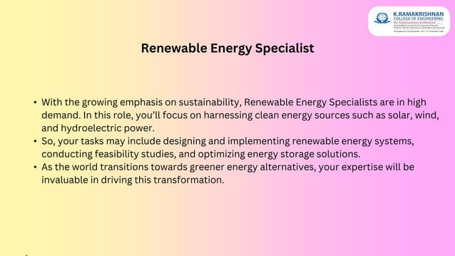 Exciting Career Paths after EEE Graduates - KRCE | PPT