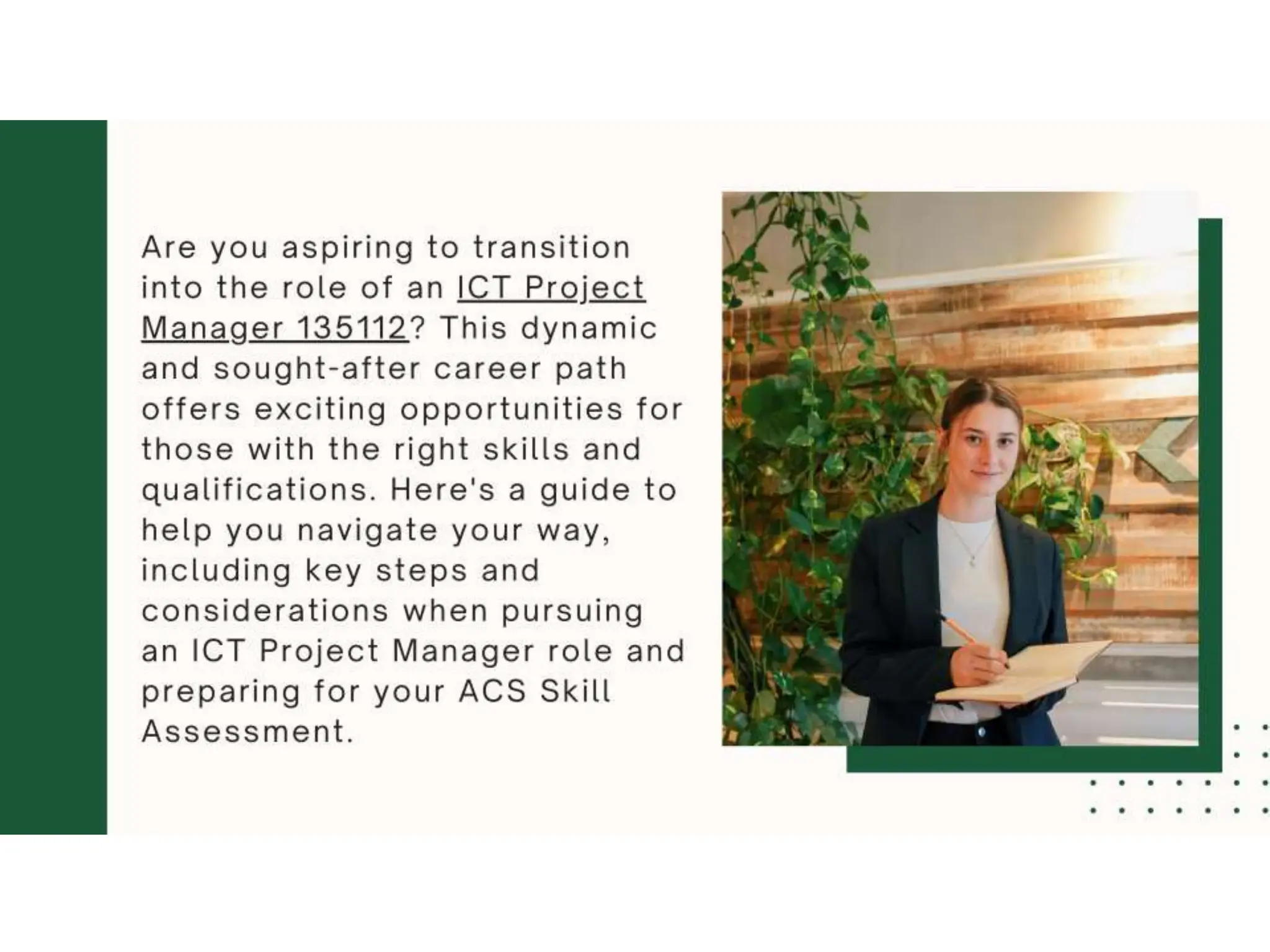 Career Pathway Transitioning into an ICT Project Manager 135112 Role | PPTX