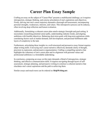 Career Plan Essay Sample. Sample Career Plan Academic Degree ...