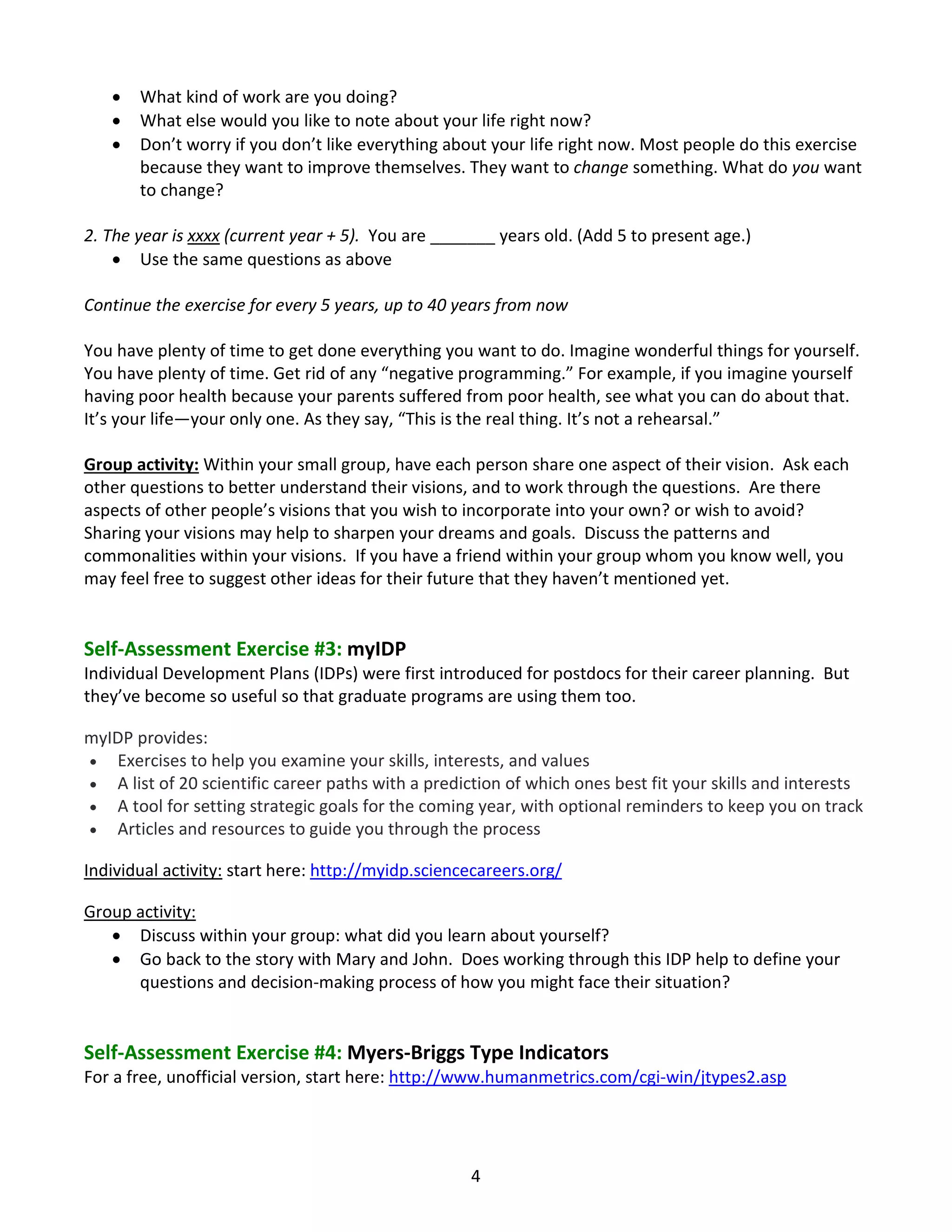 Career planning 1 self-assessments 2013 | PDF