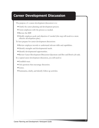 Career Planning and Development Participant Guide | PDF