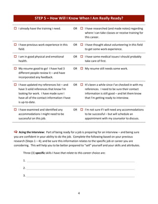 Career planning checklist | PDF | Resume Writing and Advice | Job Search