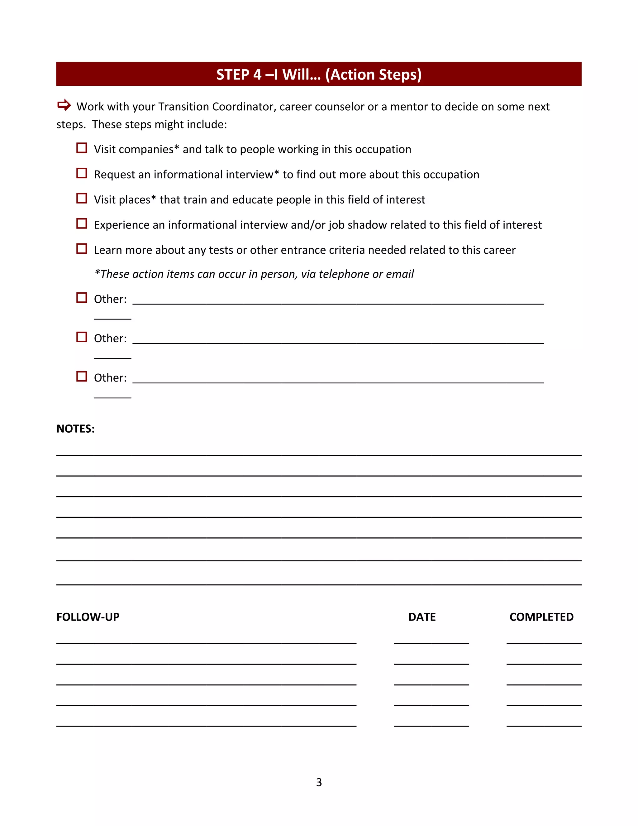Career Planning Checklist | DOC