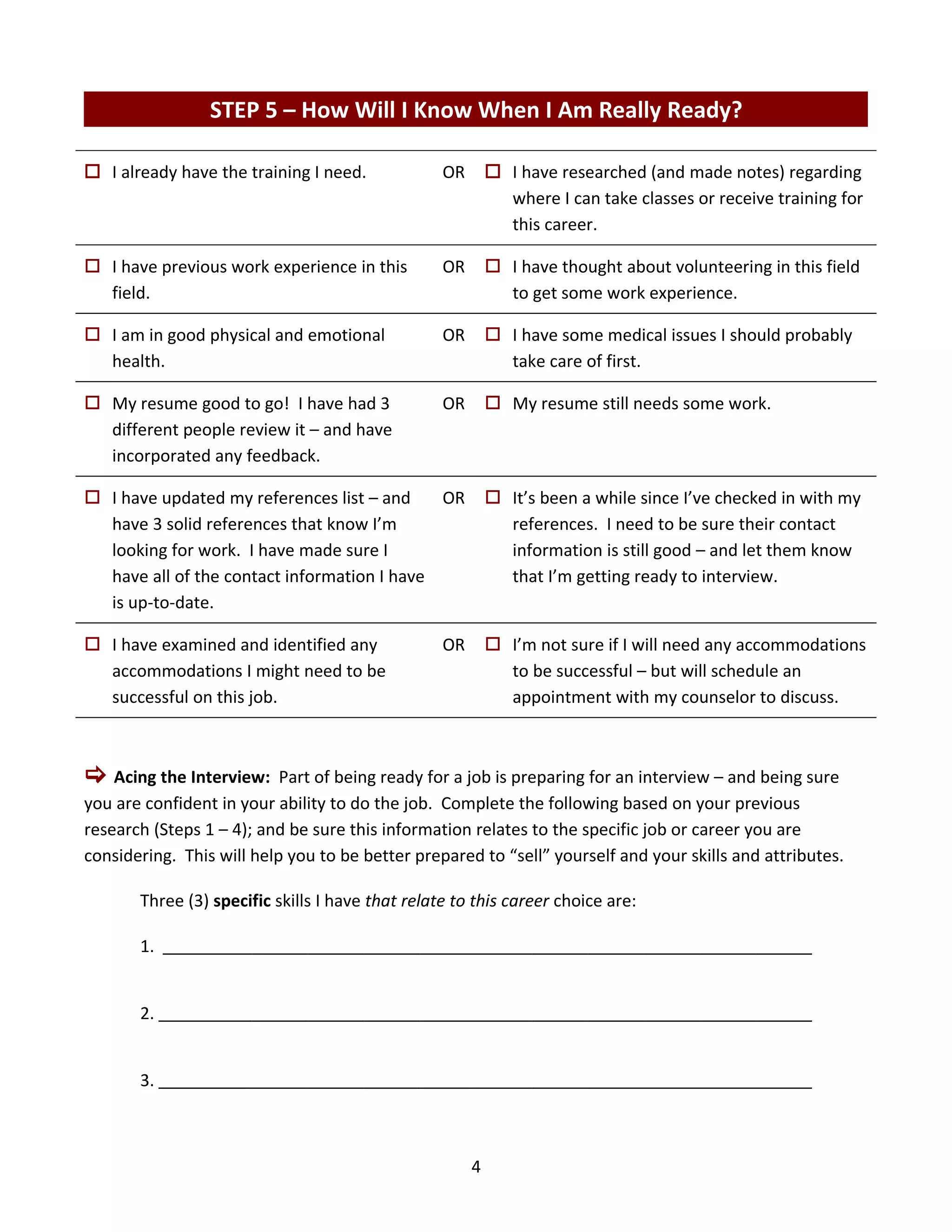 Career Planning Checklist | DOC