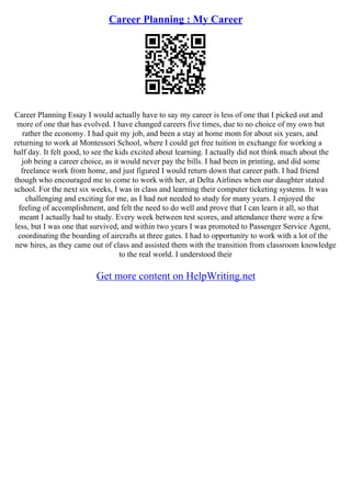 Career Planning Essay | PDF