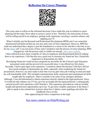 Career Planning Essay | PDF