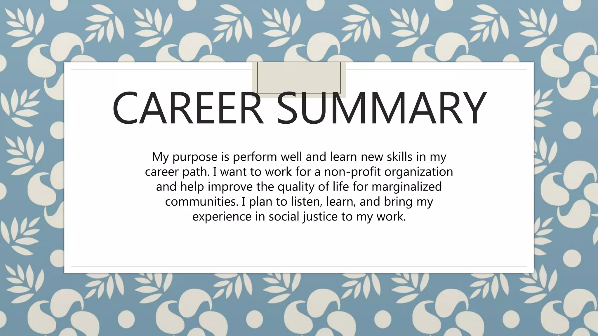 Career portfolio | PPTX