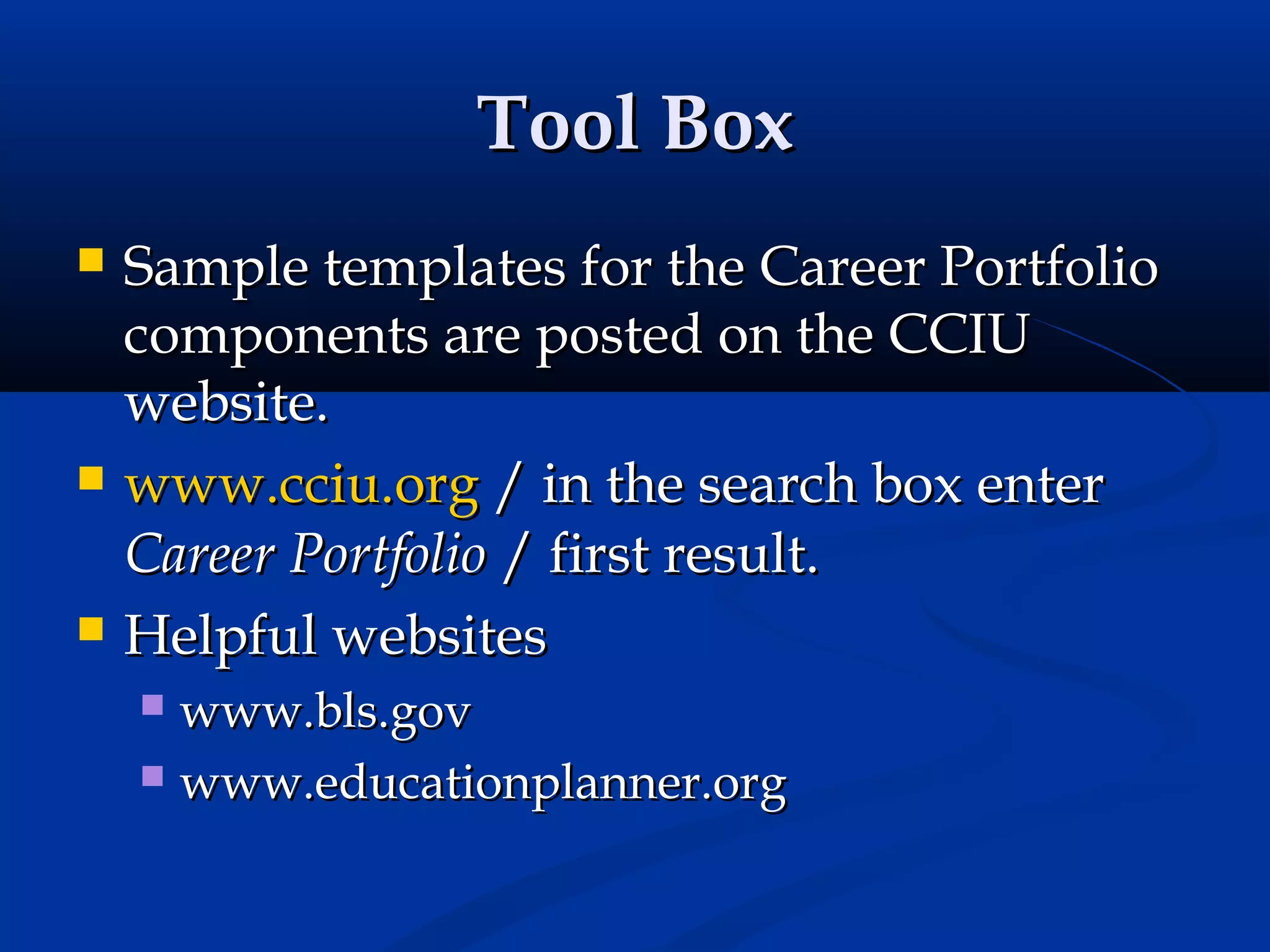 Career portfolio (introduction) | PPT