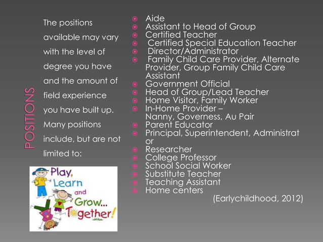 Career possibilities in early childhood education | PPT