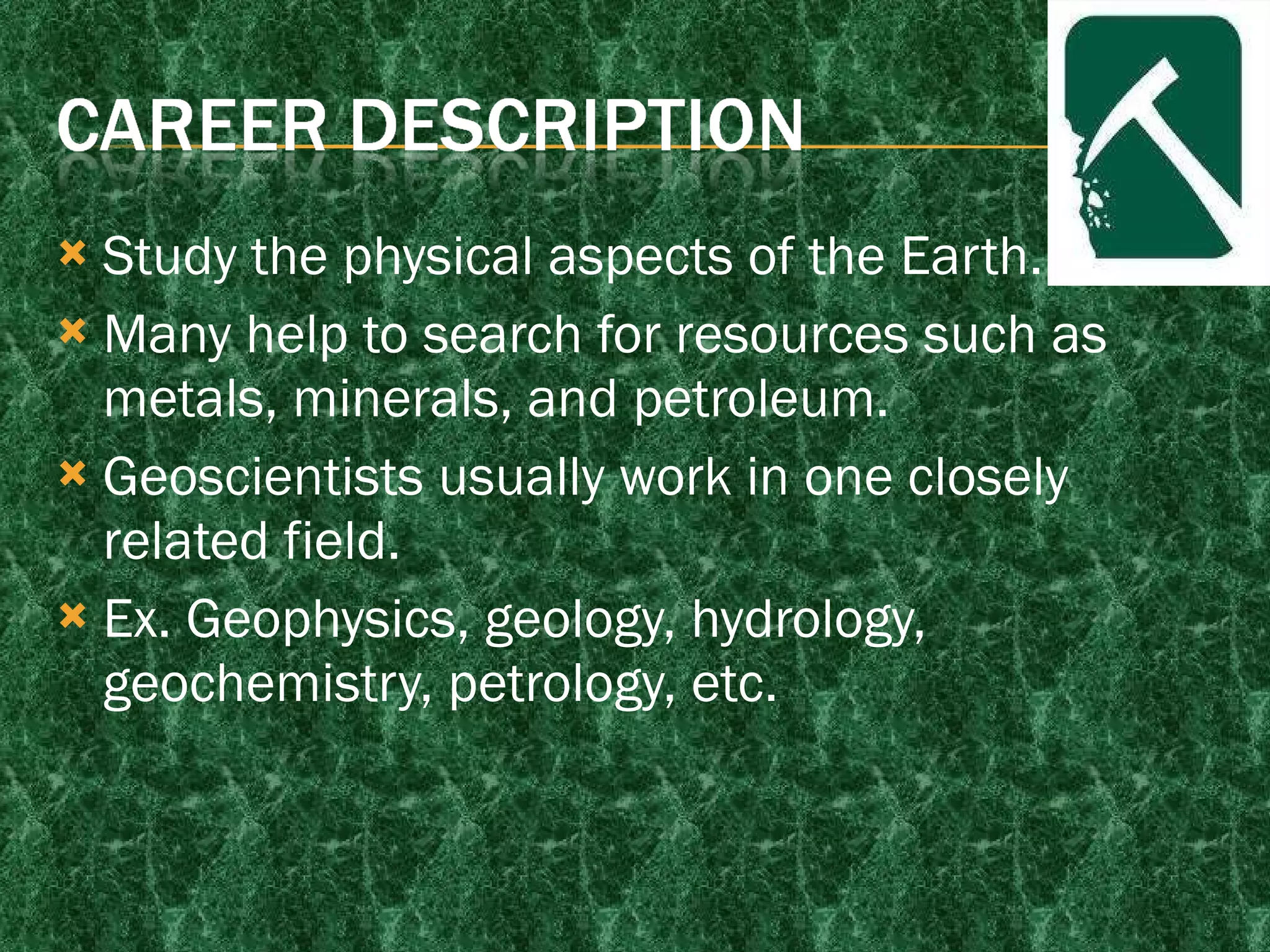 Career power point | PPT | Geology | Science