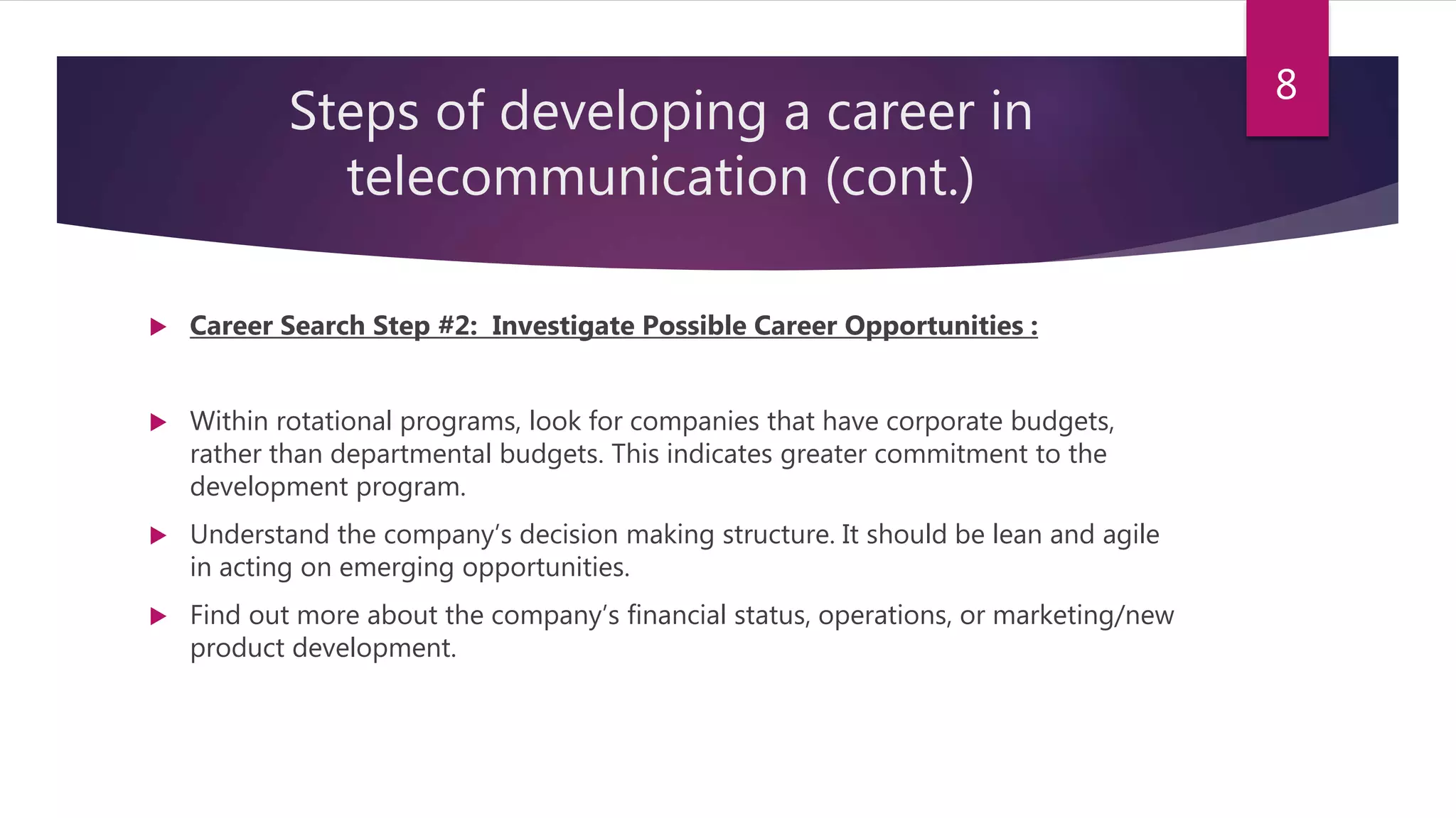 Career path on talecommunication | PPTX