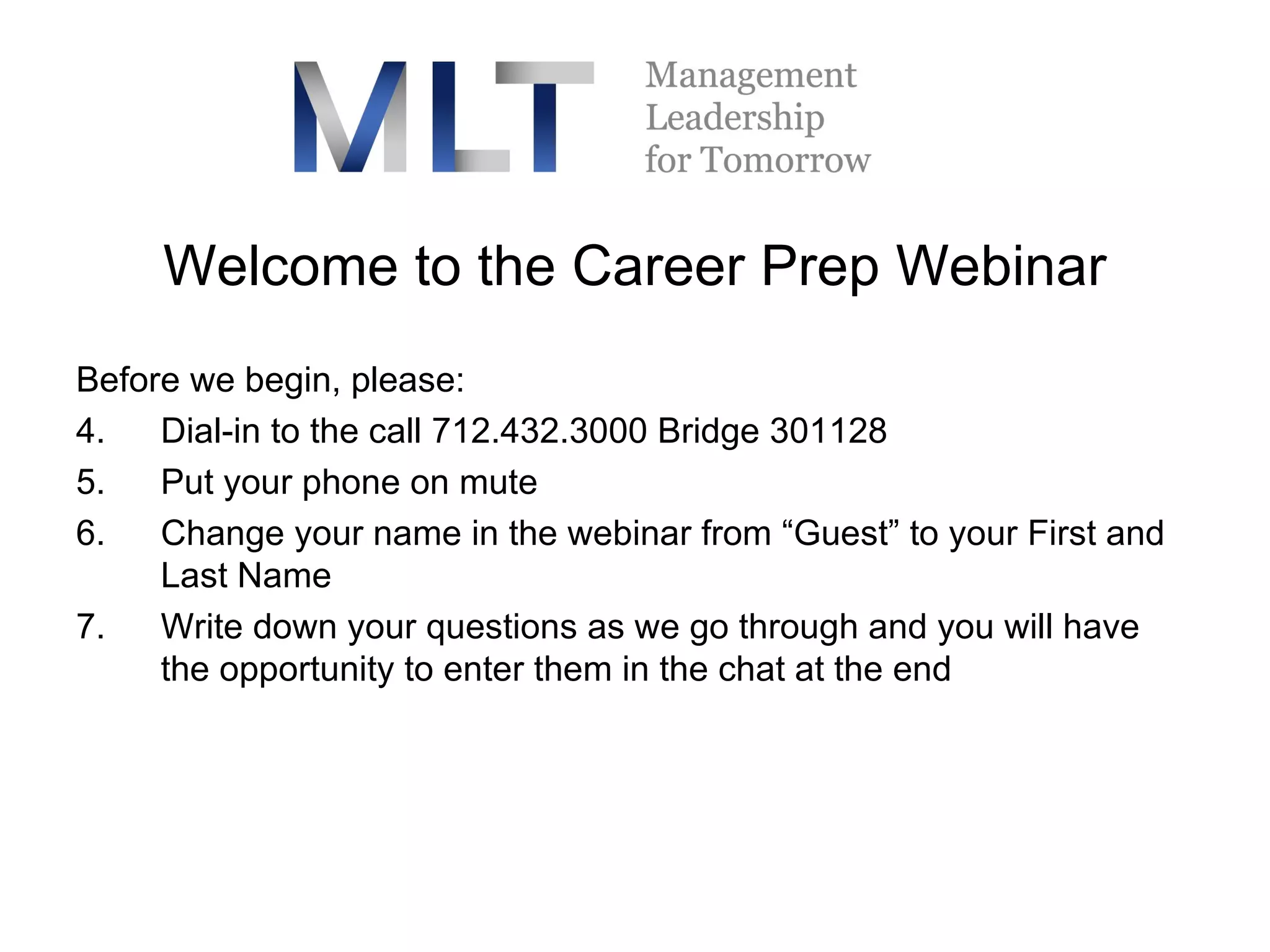 Career Prep Program 4.9.09 Webinar | PPT