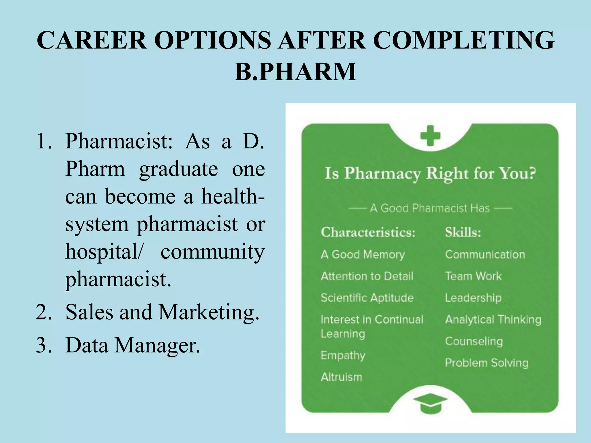Career prospects in pharmacy | PDF