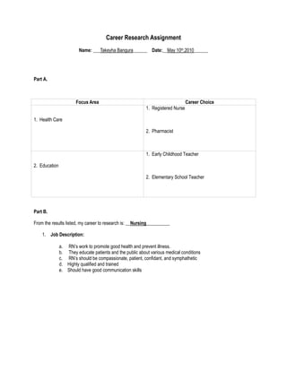 Career research assignmen1 | PDF