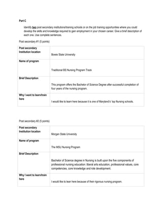 Career research assignment | DOCX | Secondary Education | Education