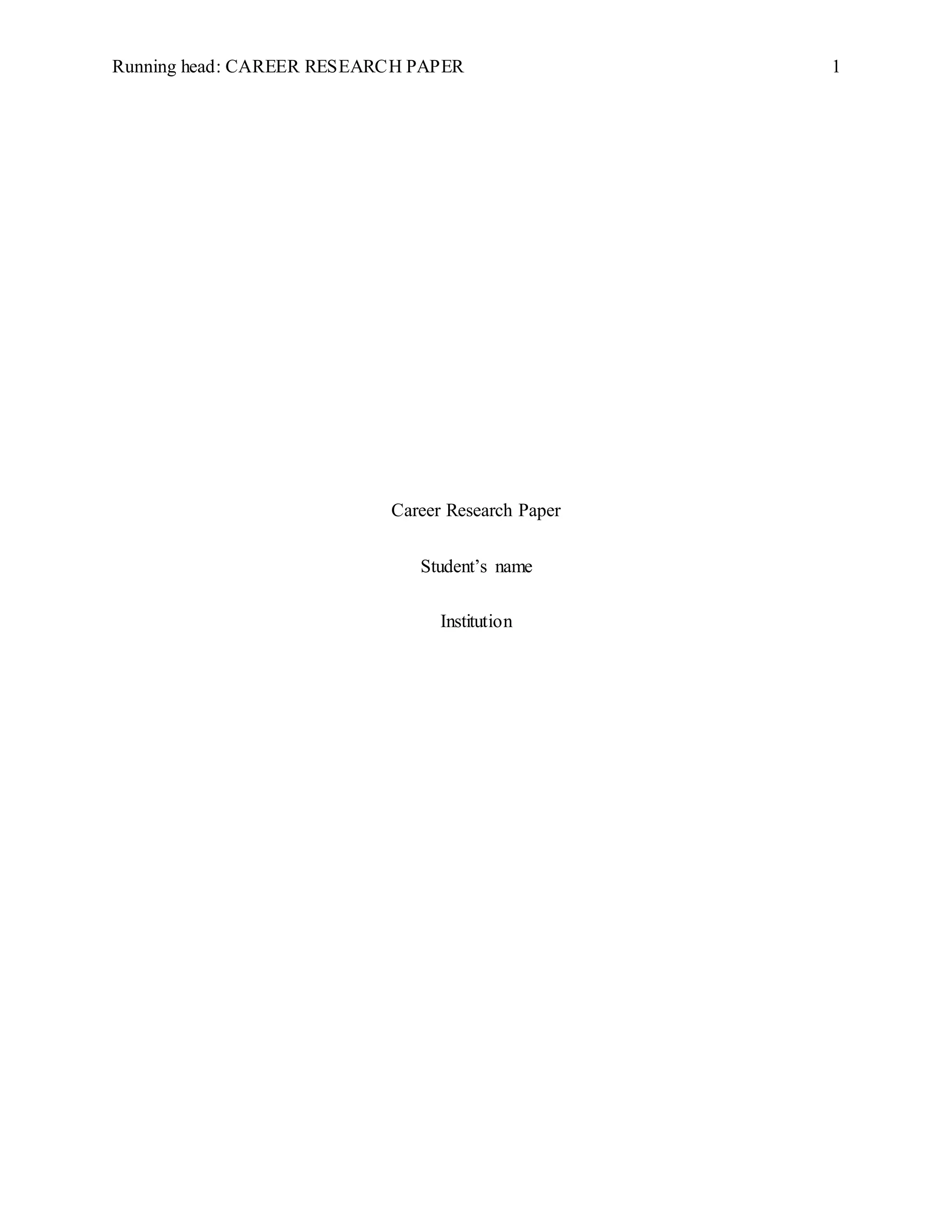 Career research paper sample | DOCX