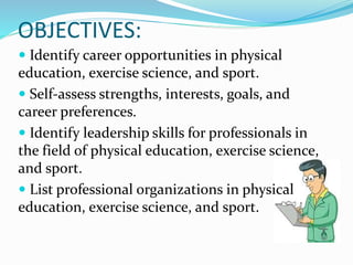 Careers and professional considerations in physical education and ...