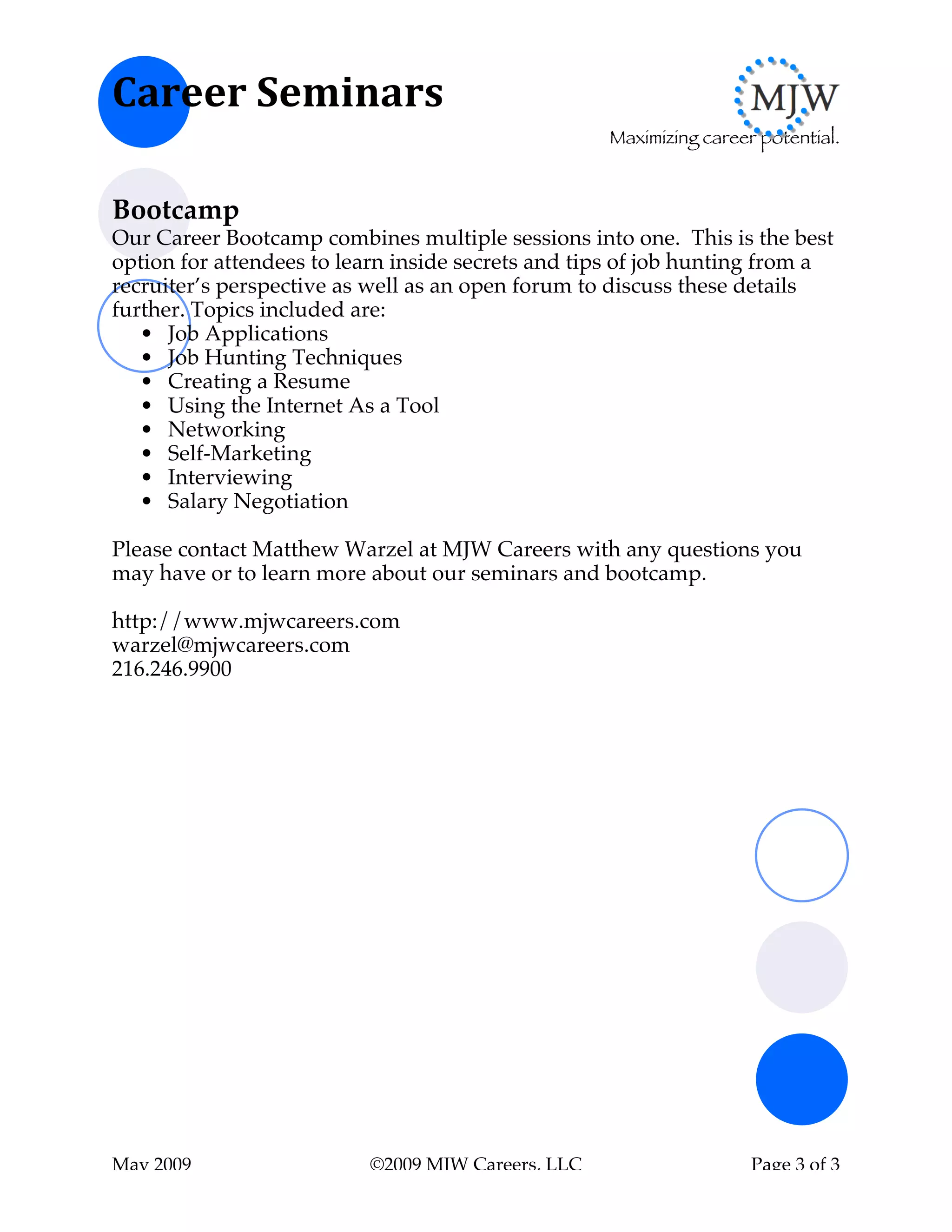 Career Seminars Handout | PDF