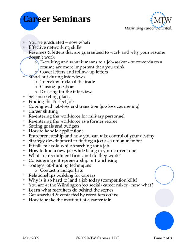 Career Seminars Handout | PDF