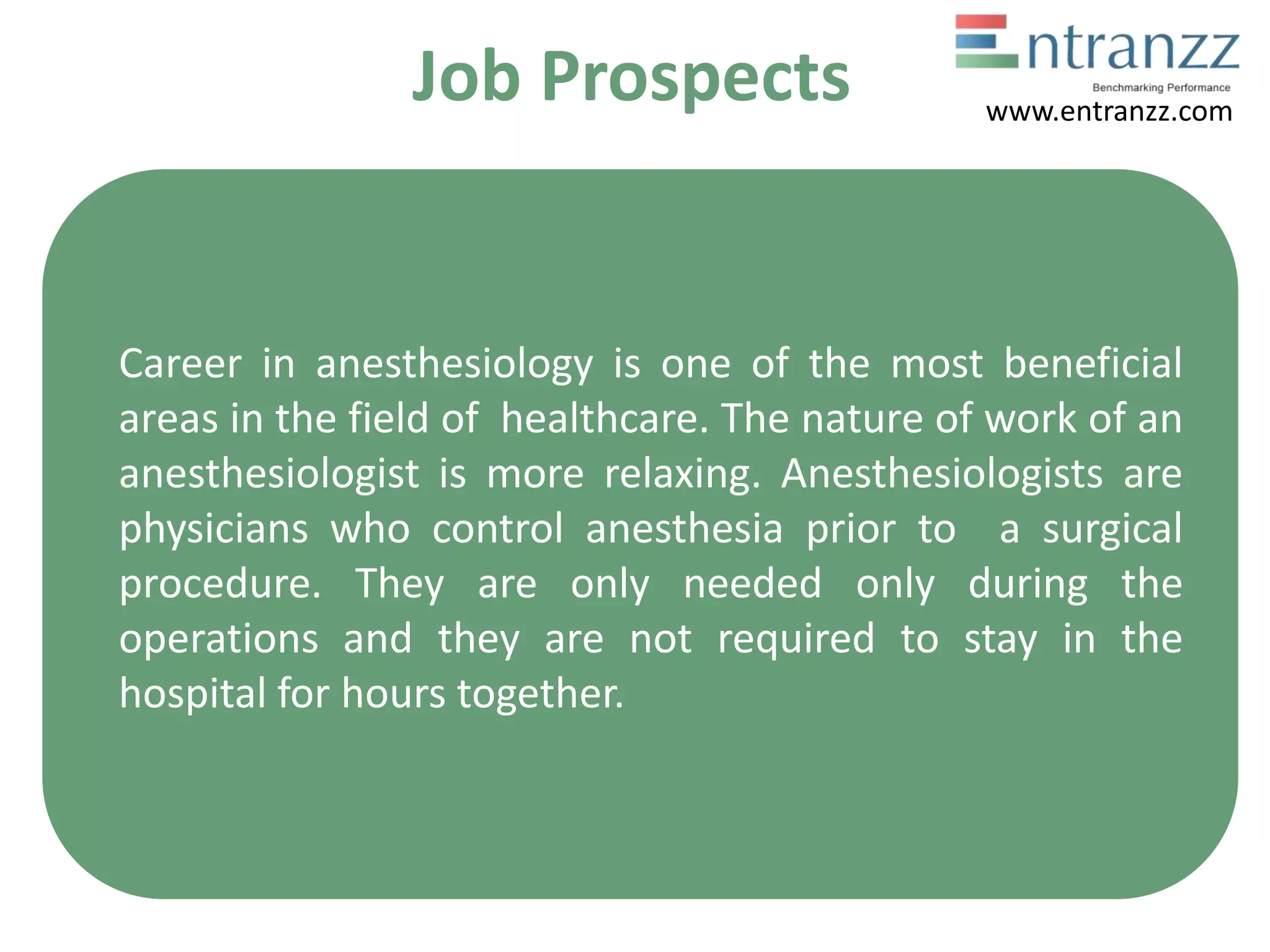 Careers in anesthesiology | PPTX