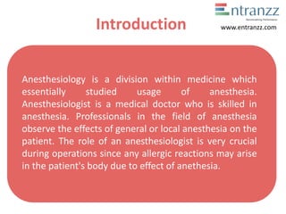 Careers in anesthesiology | PPTX
