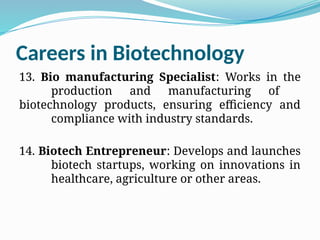 Careers in Biotechnology - Dr.M.Jothimuniyandi | PPTX