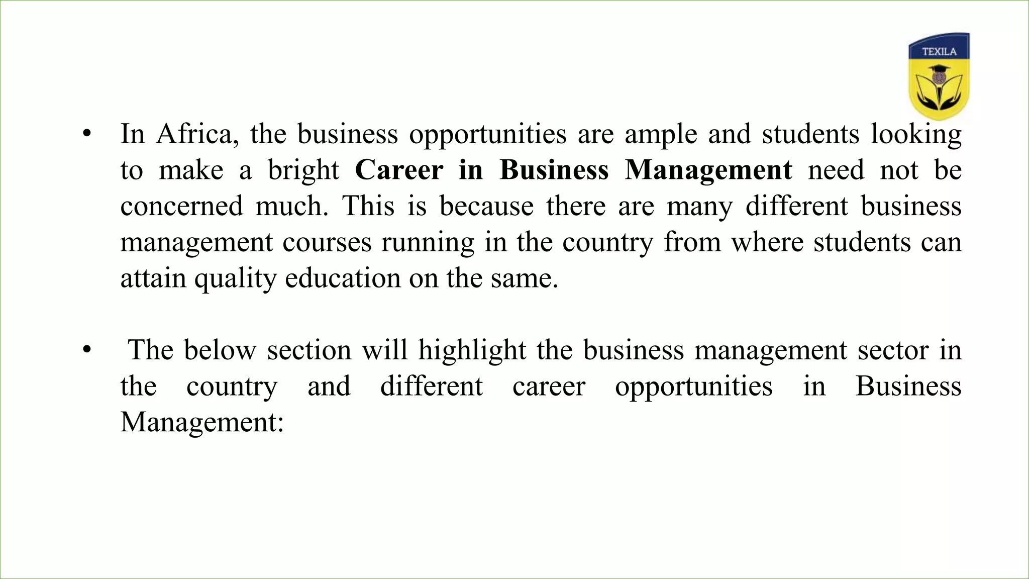 Careers in business management | PPTX