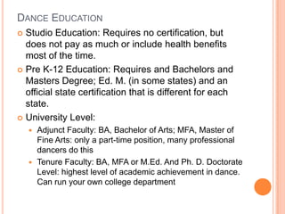 Careers in dance lesson | PPTX