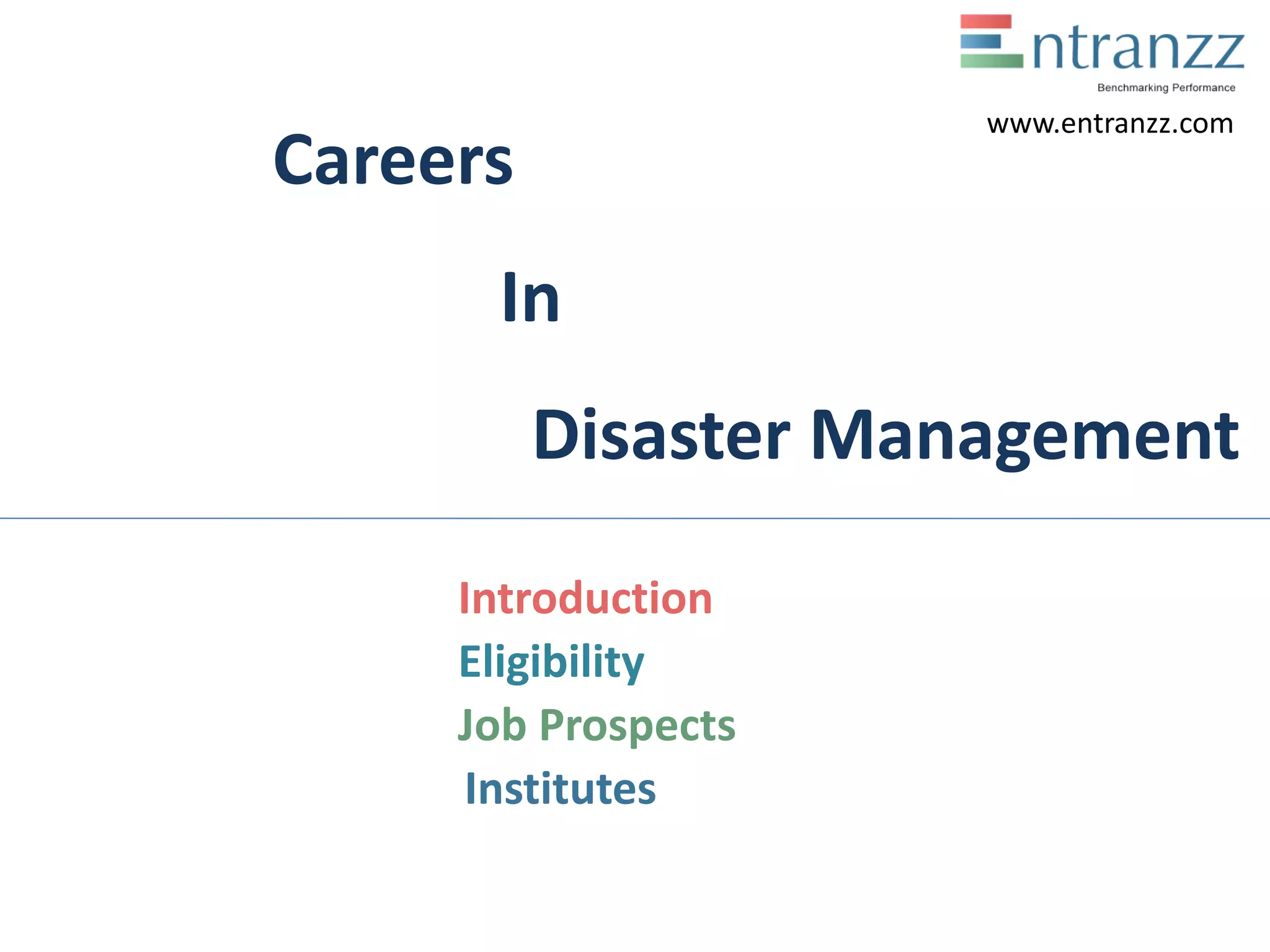 Careers in disaster management | PPT