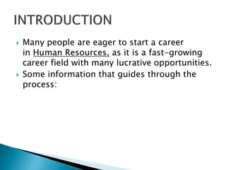 Careers in human resource management | PPTX