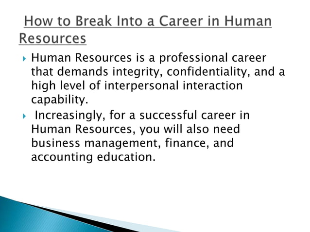 Careers in human resource management | PPT