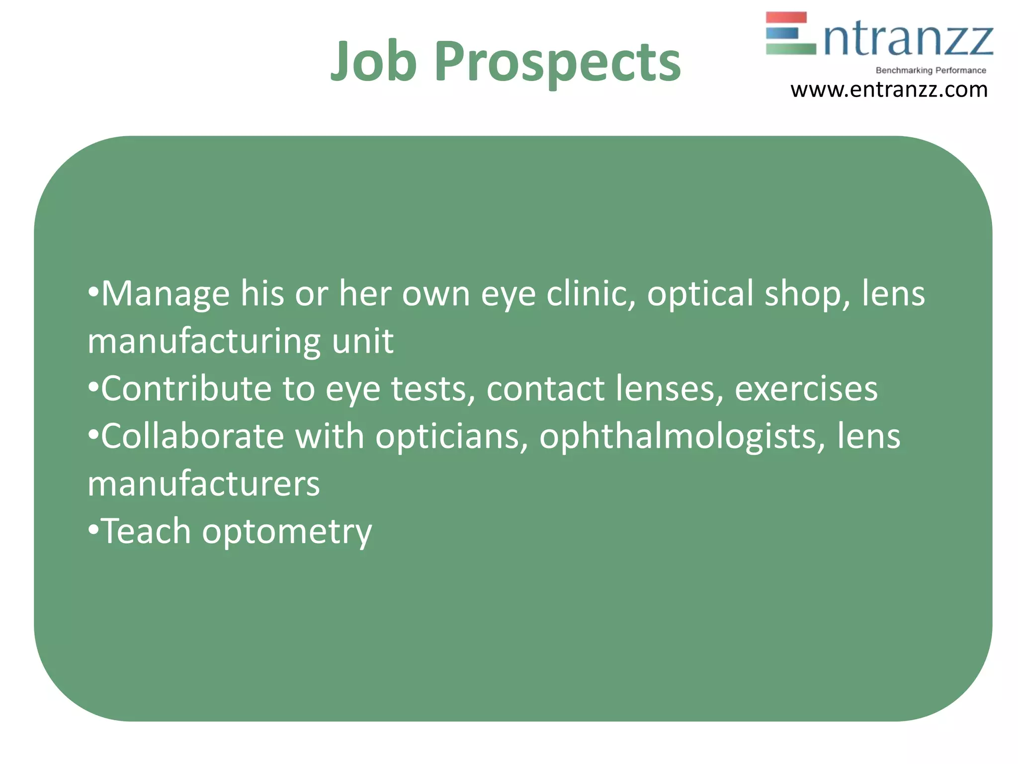 Careers in optometry | PPTX