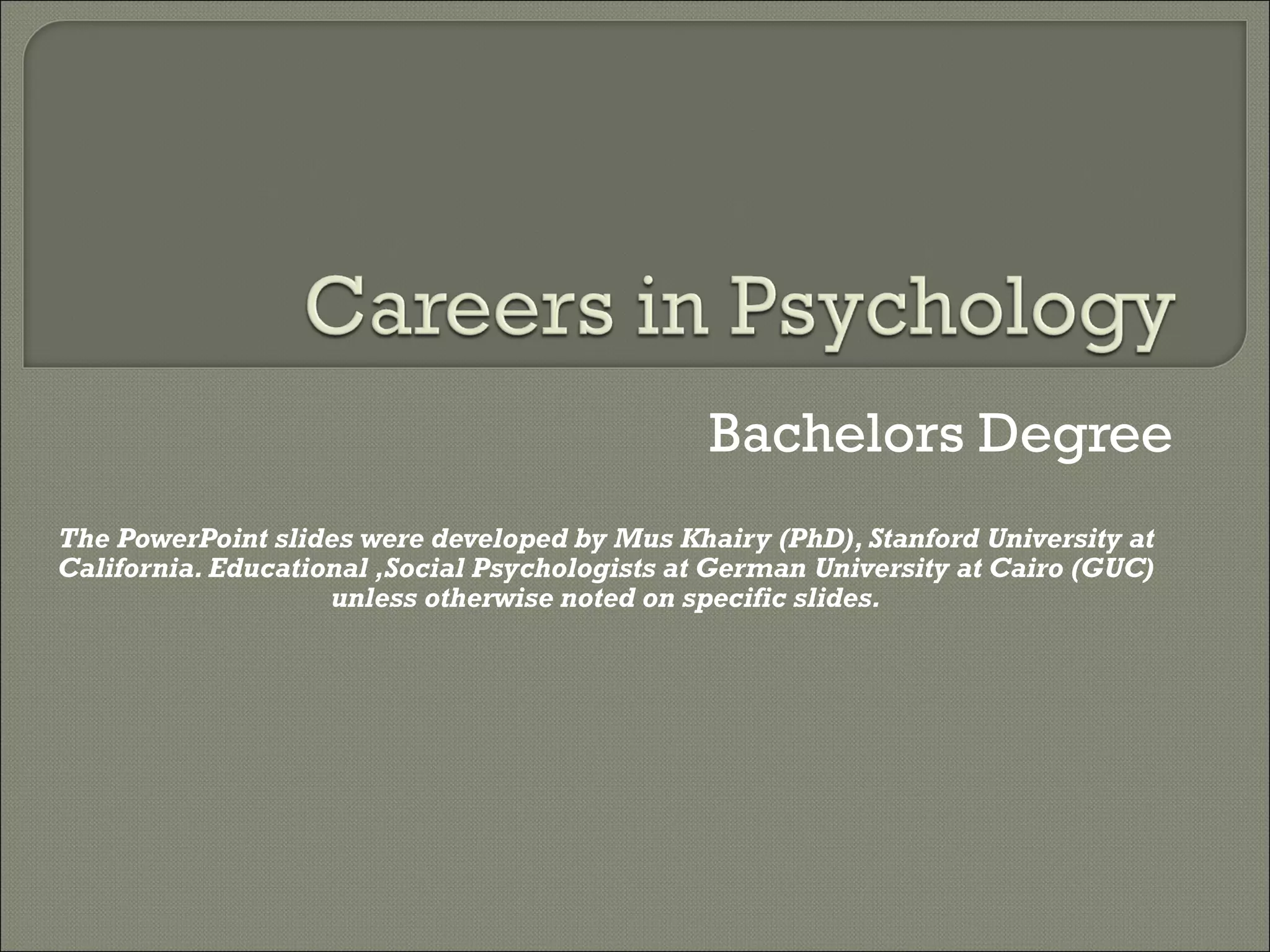 Careers in Psychology | PPT
