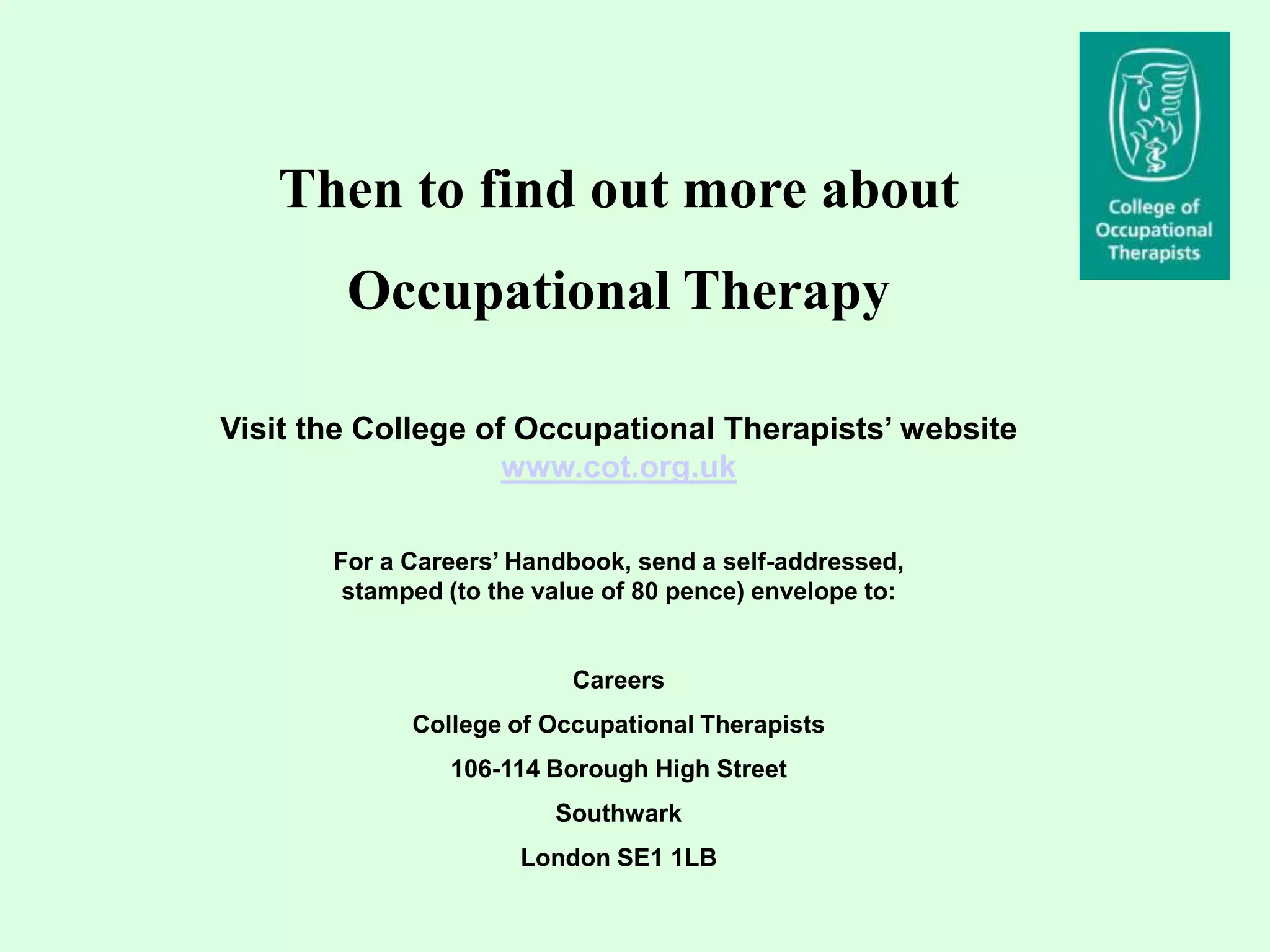 Occupational Therapy Careers presentation | PPTX