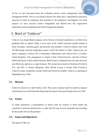 Career & Talent Management in Unilever Bangladesh Ltd. | DOCX
