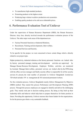 Career & Talent Management in Unilever Bangladesh Ltd. | DOCX