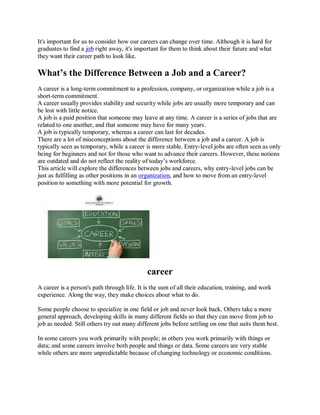 career vs job.pdf | Career Advice | Careers