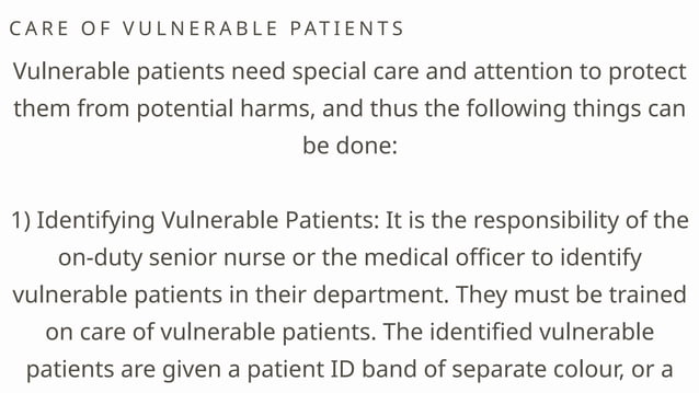 CARE FOR VULNERABLE PATIENTS for ur.pptx | First Aid | Injuries
