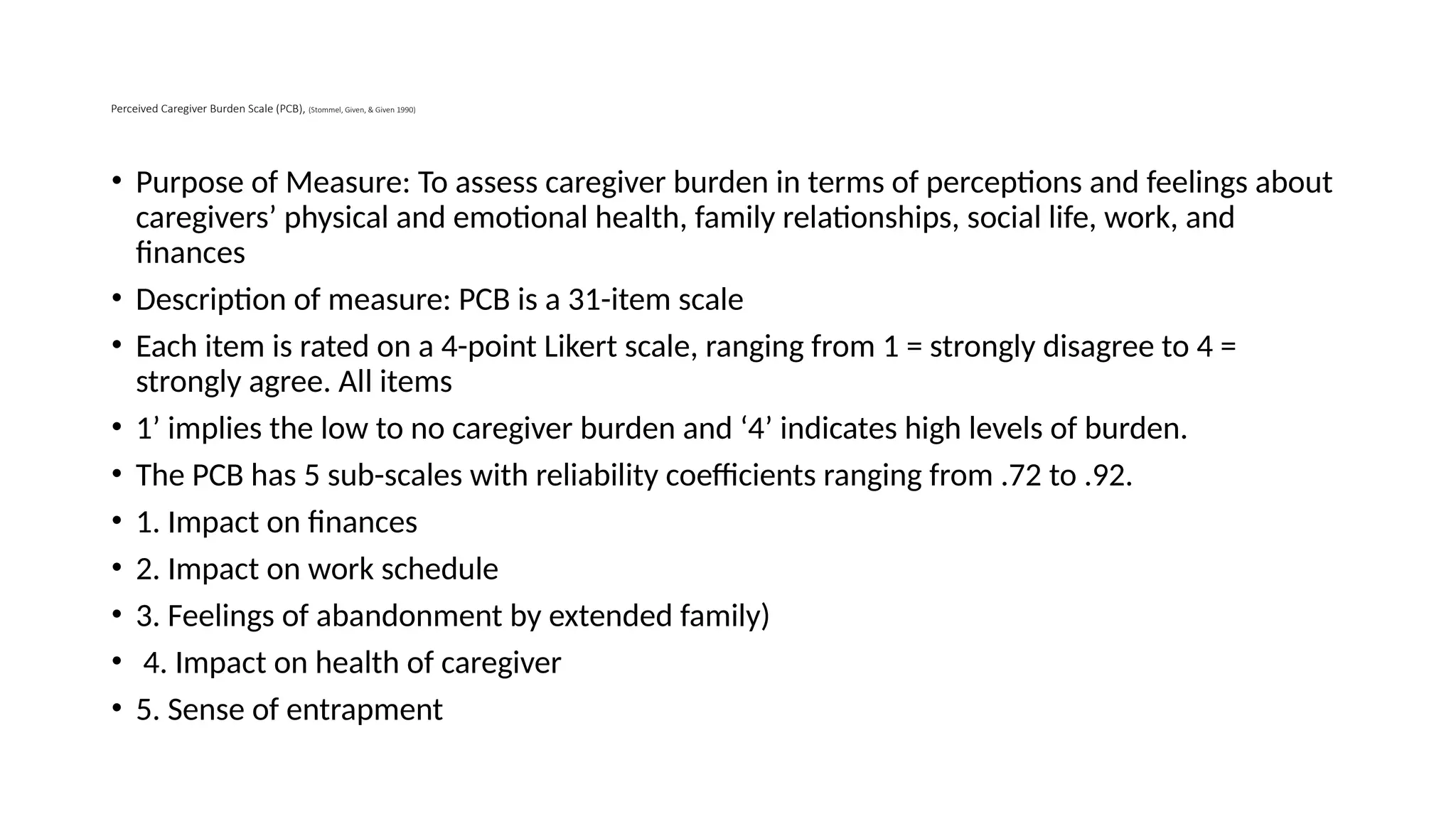 caregiver burden Assessment Scales for health professionals | PPTX