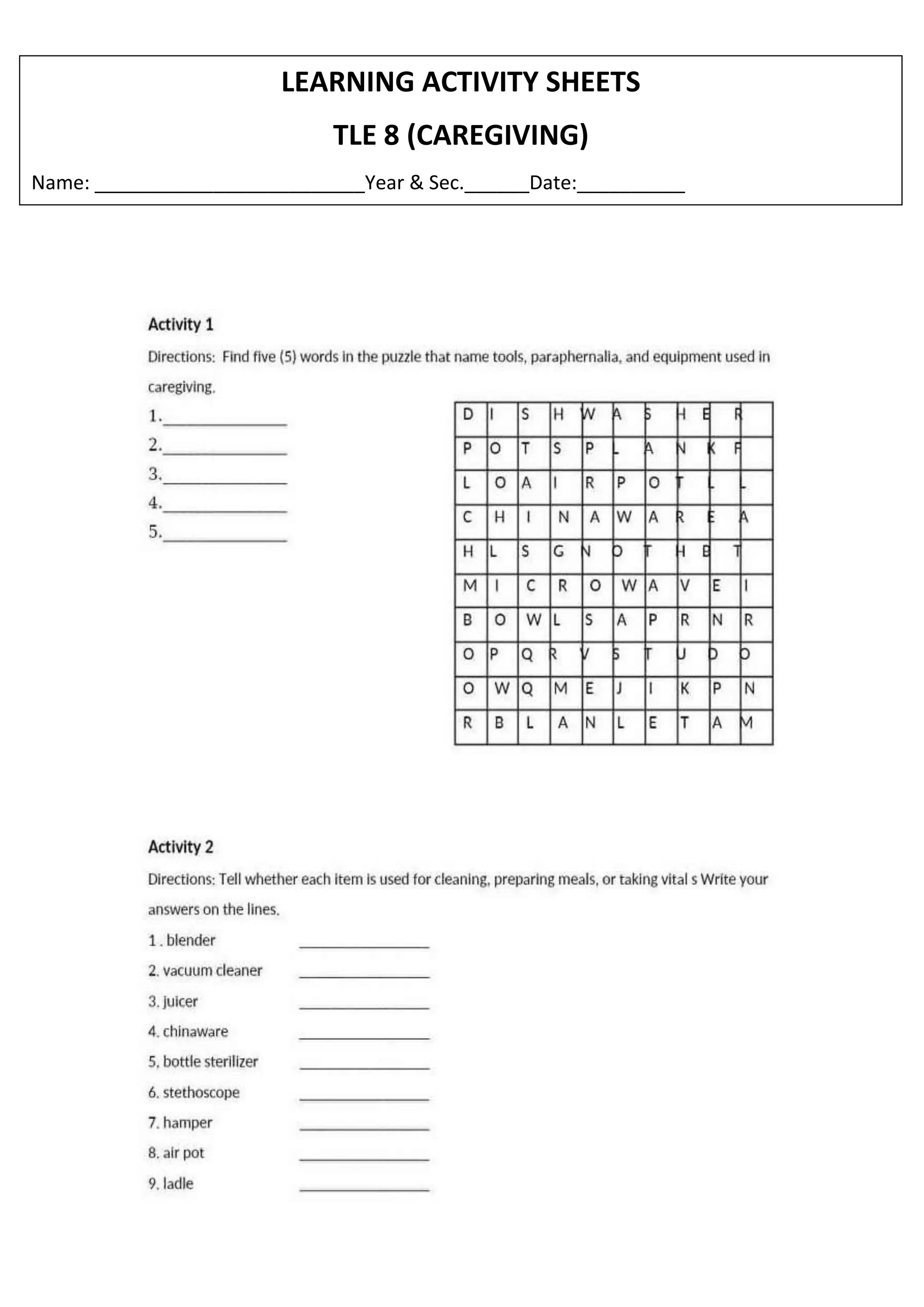 caregiving TLE QUiz.docxvbnnmmmhhhhhhhhh | DOCX
