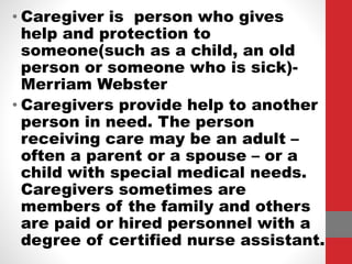 Caregiving tools and paraphernalaia. | PPTX
