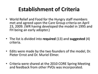 Care Group Model Criteria_Melanie Morrow | PPTX