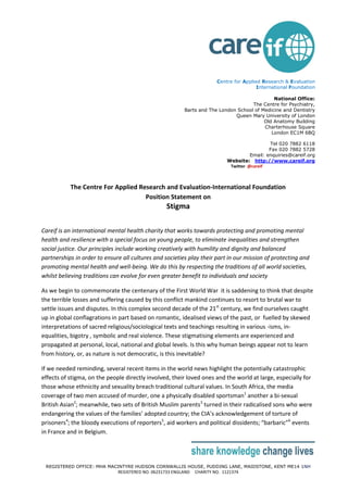 Careif position statement stigma | PDF