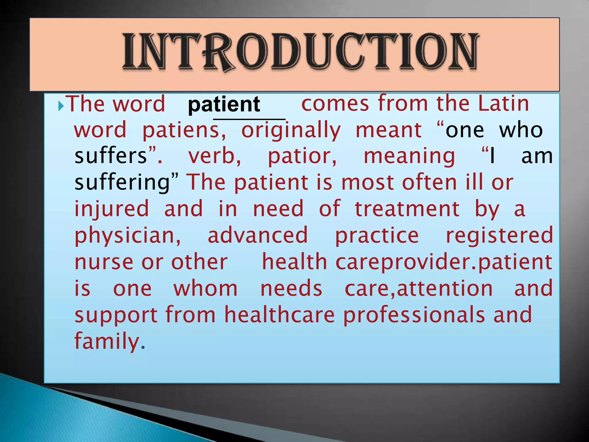 Care of patient in a hospital settings | PPTX