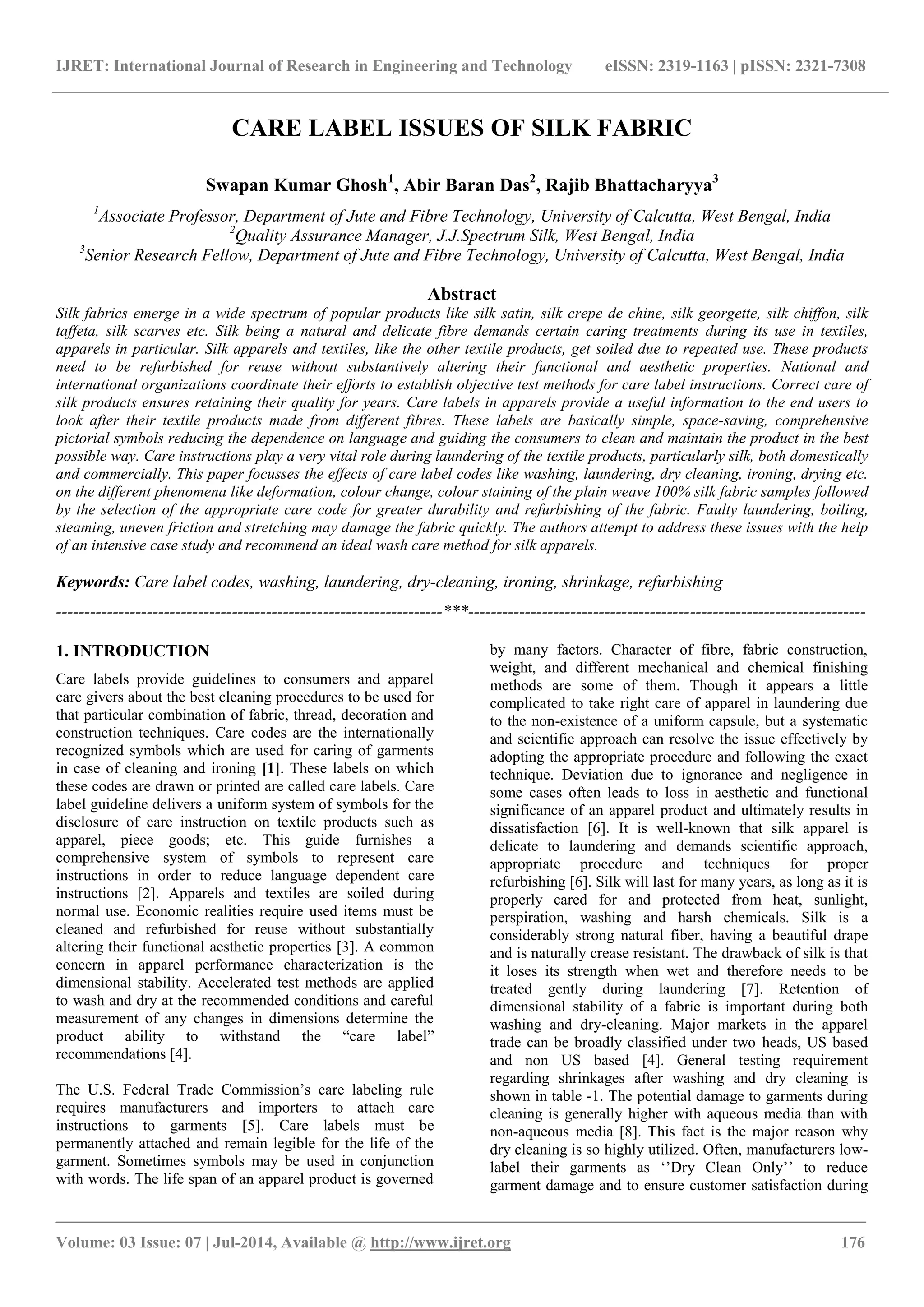 Care label issues of silk fabric | PDF