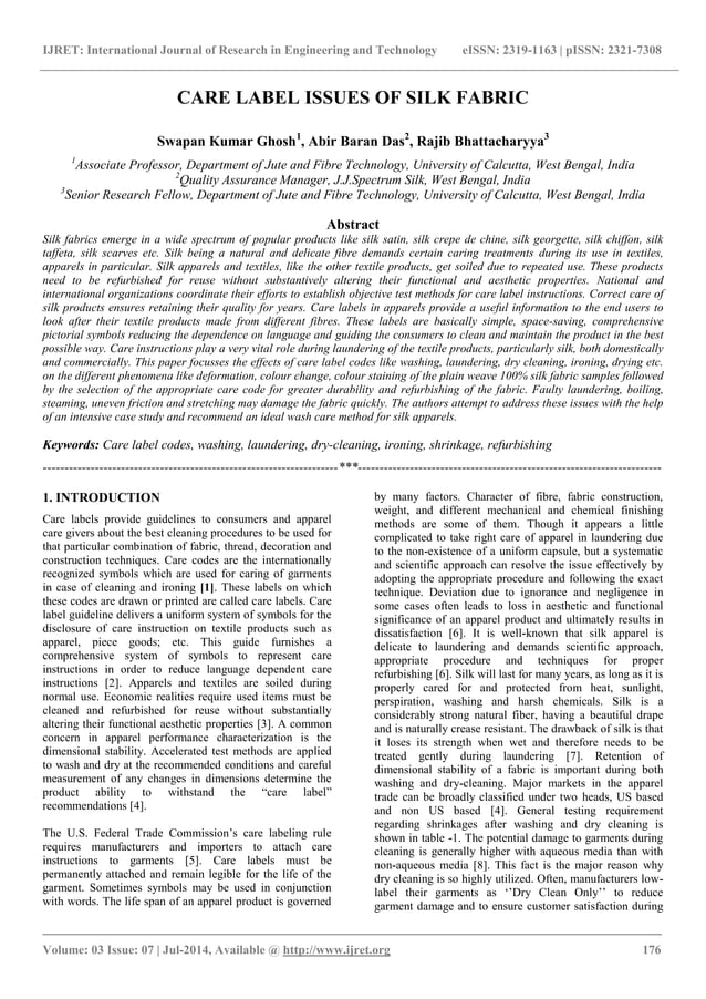 Care label issues of silk fabric | PDF