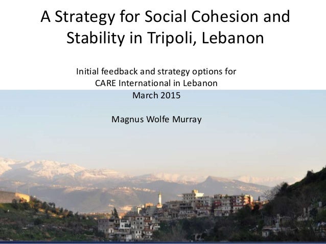 A strategy for social stability in Tripoli, Lebanon (CARE Internation…